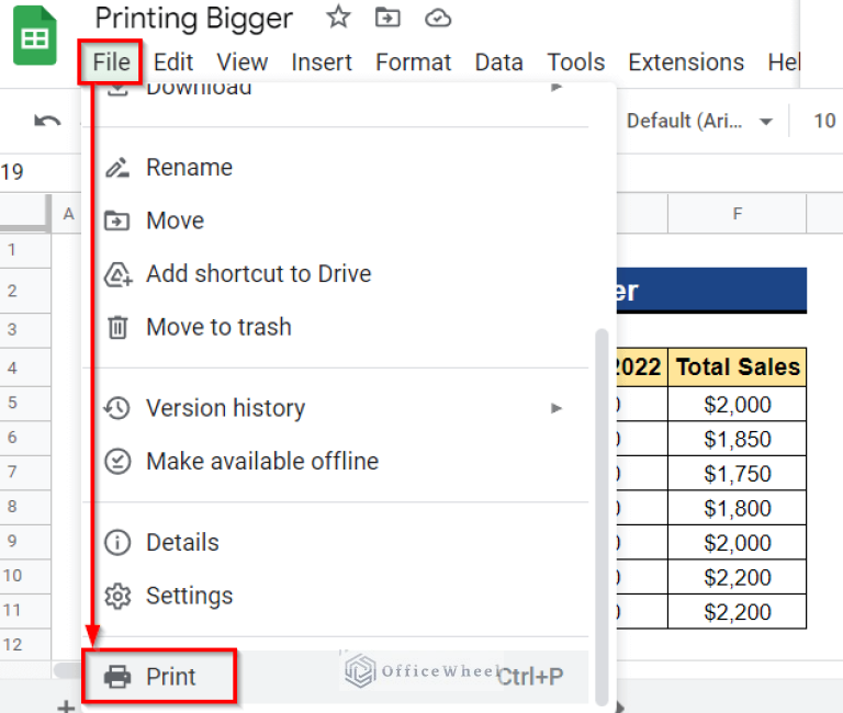 How To Print Bigger In Google Sheets 2 Simple Examples 