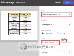 How to Print Bigger in Google Sheets (2 Simple Examples)