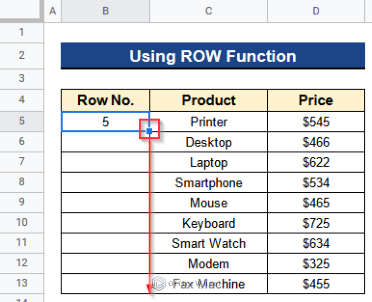 How to Print Row Numbers in Google Sheets (4 Useful Methods)