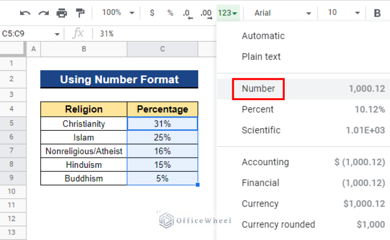 How to Remove Percentage Sign in Google Sheets (6 Ways)