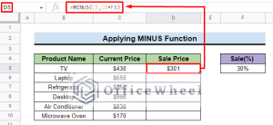 How to Subtract a Percentage in Google Sheets - OfficeWheel