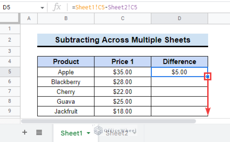 How to Subtract Two Cells in Google Sheets (4 Simple Ways)