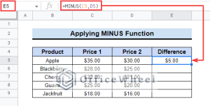 How to Subtract Two Cells in Google Sheets (4 Simple Ways)
