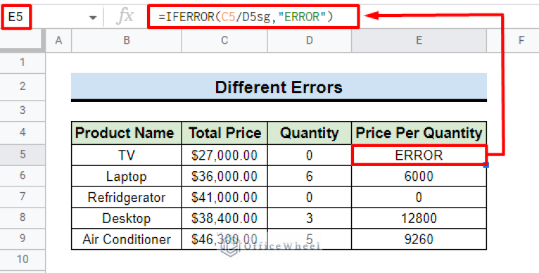 How to Use IFERROR Function in Google Sheets - OfficeWheel