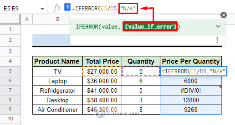 How to Use IFERROR Function in Google Sheets - OfficeWheel