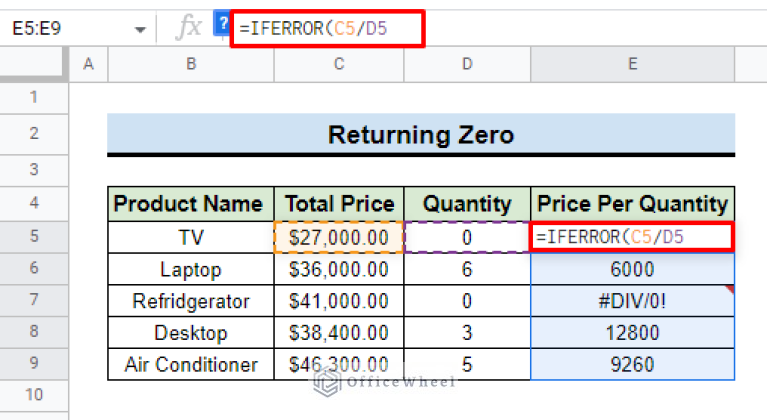 How to Use IFERROR Function in Google Sheets - OfficeWheel