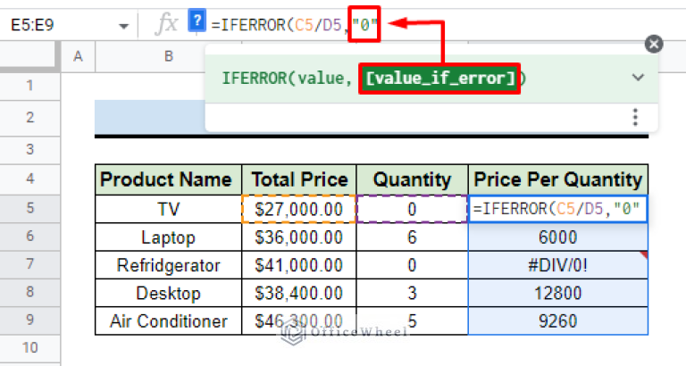 How to Use IFERROR Function in Google Sheets - OfficeWheel
