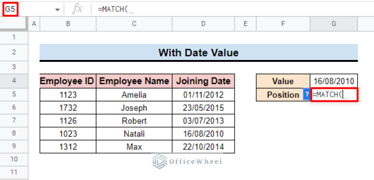 How to Use MATCH Function in Google Sheets (2 Scenarios)