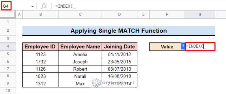 How to Use MATCH Function in Google Sheets (2 Scenarios)