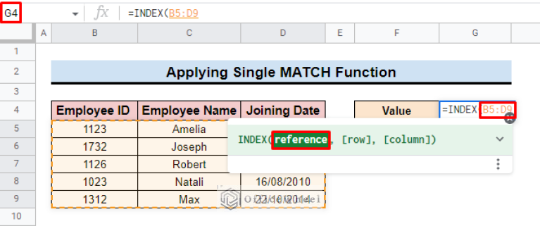 How to Use MATCH Function in Google Sheets (2 Scenarios)