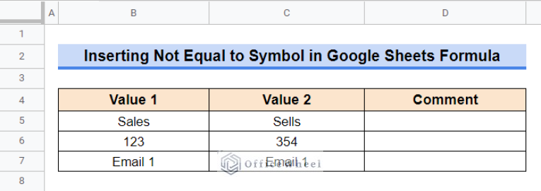 How to Insert Not Equal to Symbol in Google Sheets (4 Easy Ways)