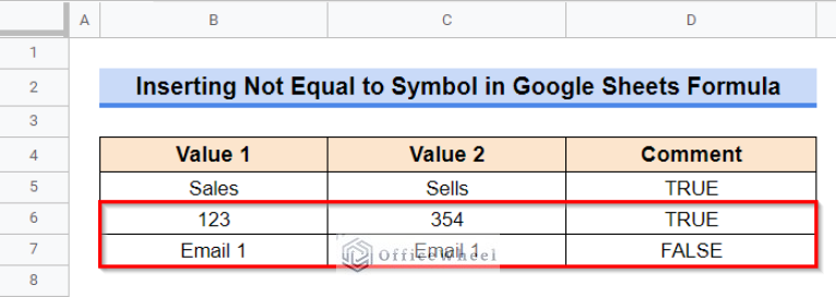 How to Insert Not Equal to Symbol in Google Sheets (4 Easy Ways)