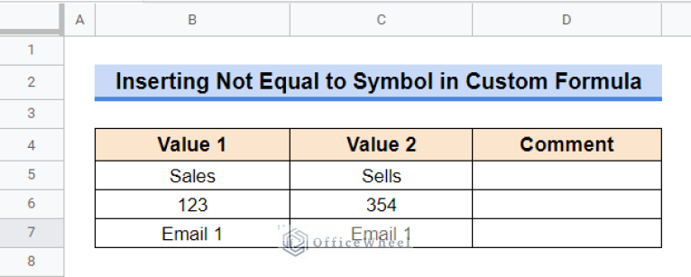 How to Insert Not Equal to Symbol in Google Sheets (4 Easy Ways)