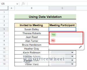 How to Insert Yes or No Box in Google Sheets (2 Easy Ways)