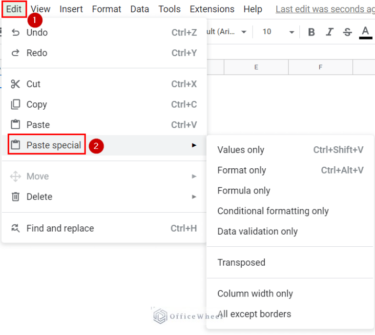 How to Use Paste Special Shortcut in Google Sheets (2 Examples)