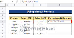 Calculate Percentage Difference Between Two Numbers in Google Sheets