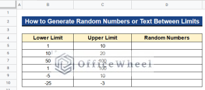 Generate Random Numbers or Text Between Limits in Google Sheets