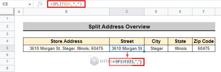 How to Split Address in Google Sheets (3 Easy Methods)