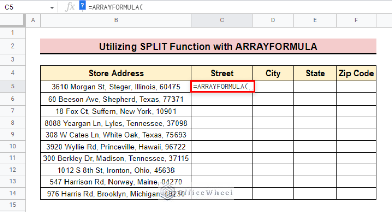 How to Split Address in Google Sheets (3 Easy Methods)
