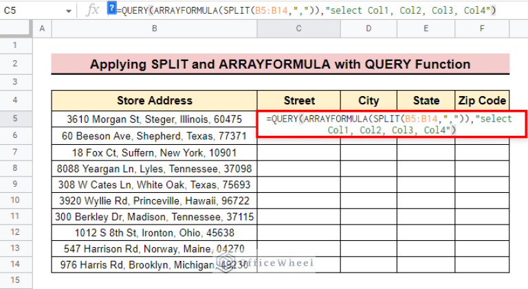 How to Split Address in Google Sheets (3 Easy Methods)
