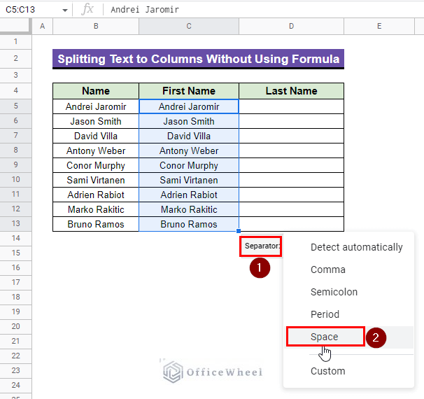 How To Split Text To Columns Using Formula In Google Sheets