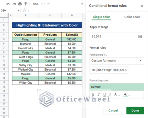 How to Highlight IF Statement with Color in Google Sheets