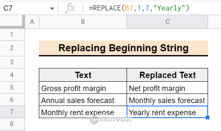 How to Use REPLACE Function in Google Sheets (4 Examples)