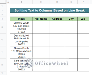 How to Split Text to Columns Based on Line Break in Google Sheets