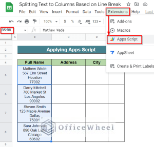 How to Split Text to Columns Based on Line Break in Google Sheets